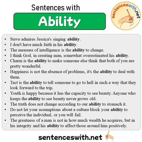 Sentences With Ability 11 Sentences About Ability In English