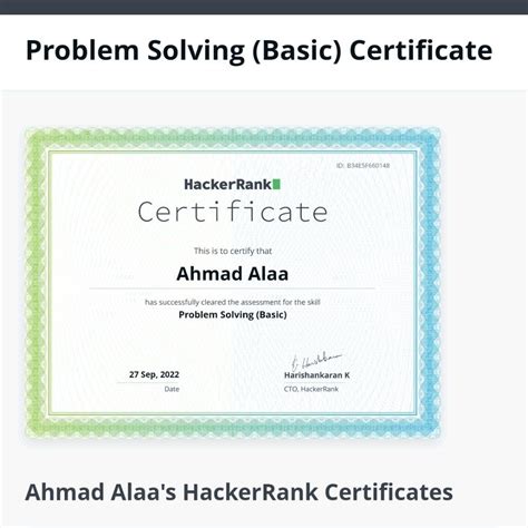 Ahmad Alaa On Linkedin Today I Pass Hackerrank Problem Solving Basic Test 💪💥