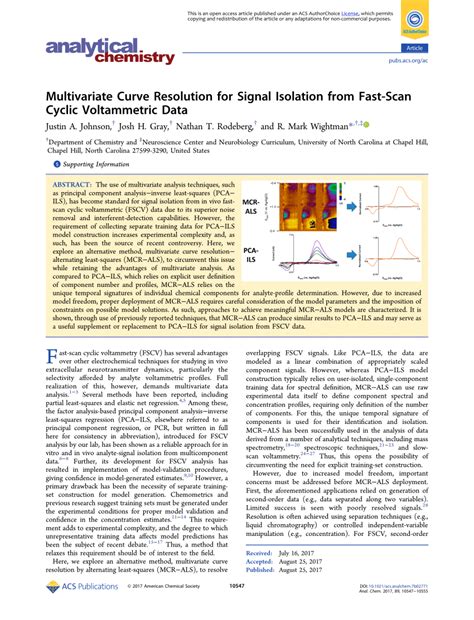 Pdf Multivariate Curve Resolution For Signal Isolation From Fast Scan