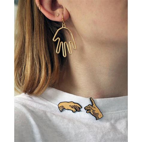 Set Of 2 The Creation Of Adam Enamel Pins Hand Shaped Soft Lapel Pin