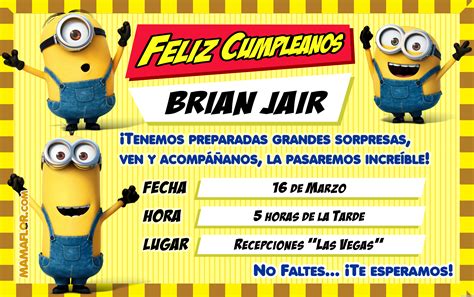 Tarjeta Invitación De Los Minions Para Imprimir