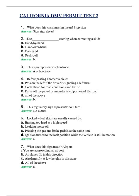 Best 13 Ca Dmv Test Sample 2 Pdf Artofit