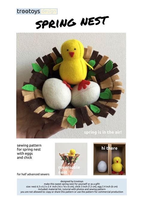 Sewing Pattern Spring Nest Birds Nest Nest With Eggs Easter Etsy