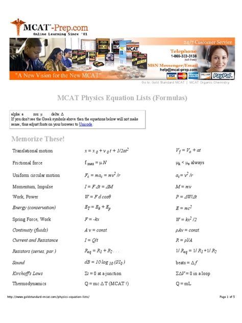 Mcat Physics Equation List Pdf Radioactive Decay Electron
