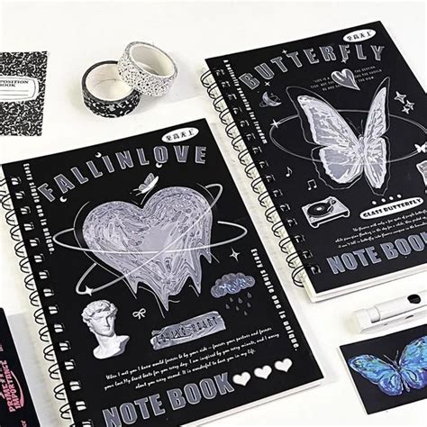 Creative Pattern Y2k Vintage Notebook High Beauty Black And White