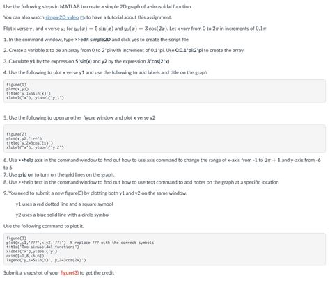 Solved Use The Following Steps In MATLAB To Create A Simple Chegg