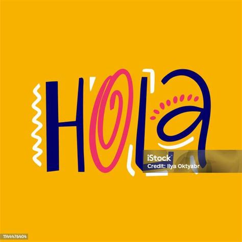 안녕 문구 손으로 그린 벡터 레터링 현대 타이포 그래피 노란색 배경에 고립입니다 낙서 드로잉에 대한 스톡 벡터 아트 및 기타