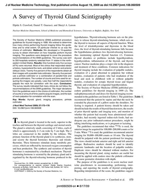 A Survey Of Thyroid Gland Scintigraphy Journal Of Nuclear Medicine