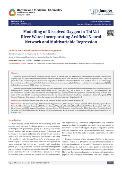 pdf modelling of dissolved oxygen in thi vai river water incorporating artificial neural