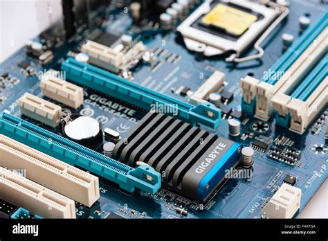 Computer Motherboard Showing PCI Expansion Slots Chip Socket And Ram Stock Photo Alamy