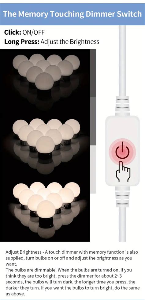 1pc Led 메이크업 거울 빛 Usb 무단계 Dimmable 채우기 램프 할리우드 스타일 허영 조명 조정 Temu Korea