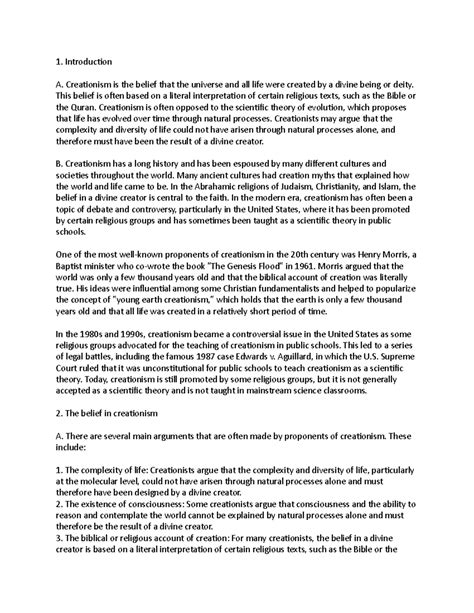 Creationism Introduction A Creationism Is The Belief That The Universe And All Life Were