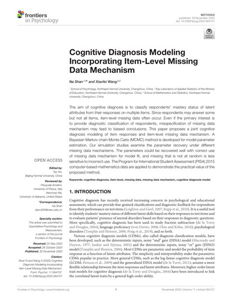 Pdf Cognitive Diagnosis Modeling Incorporating Item Level Missing