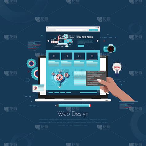 平面设计,响应式网页设计和开发概念。网页设计概念 平面设计,响应式网页设计和开发概念。网页设计概念