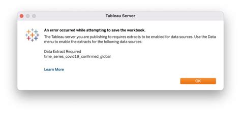 Error Saving To Tableau Public Extract Required But No Way To Create It