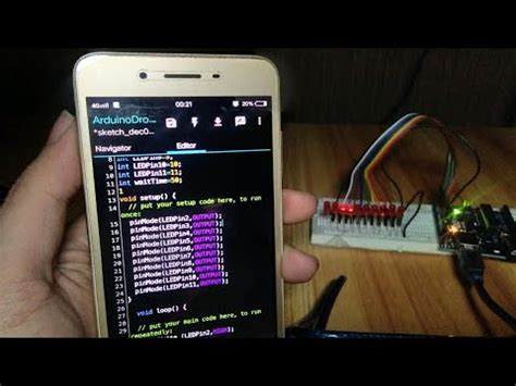 LED CHASER ARDUINO PROGRAM USING ANDROID SMARTPHONE IN ARDUINODROID AND PC FOR ARDUINO IDE