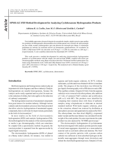 Pdf Spme Gc Fid Method Development For Analyzing Cyclohexanone