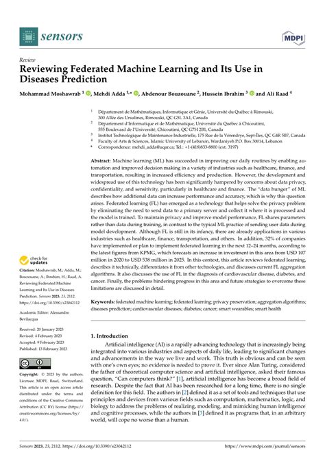 Pdf Reviewing Federated Machine Learning And Its Use In Diseases