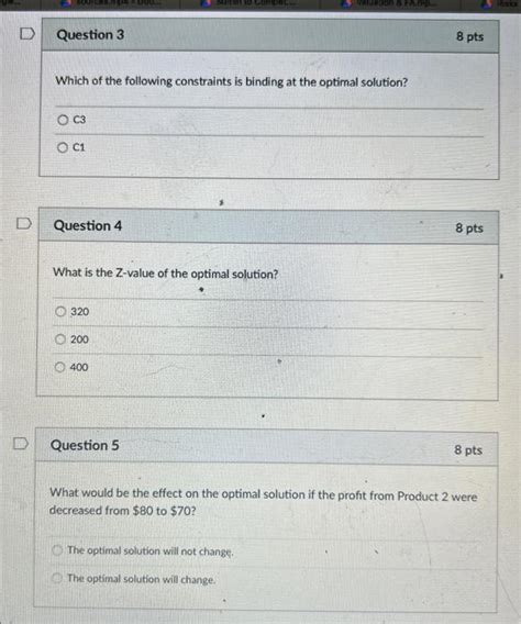 Solved Which Of The Following Constraints Is Binding At The