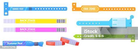 플라스틱 팔찌 팔찌 Vip 입장 백스테이지 파티 콘서트 페스티벌 이벤트 액세스 팔찌 입장권 통제 팔찌에 대한 스톡 벡터 아트 및