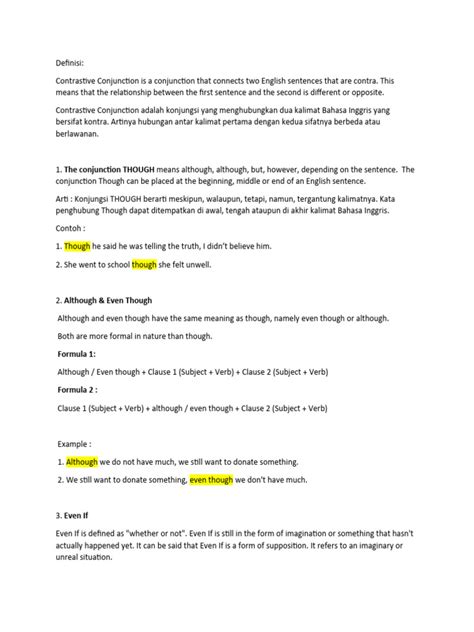 Conjunction Kontras Pdf Subject Grammar Sentence Linguistics