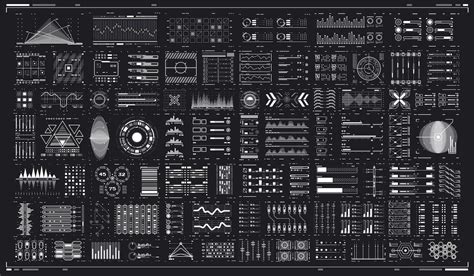 공상 과학 현대 사용자 인터페이스 요소의 비즈니스 앱에 대한 Hud Ui 추상 헤더 상태 표시줄 디지털 대시보드 패널 그림