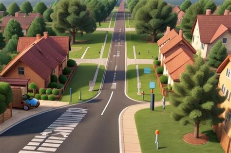 Premium Ai Image Ariel View Of A Road In City Street