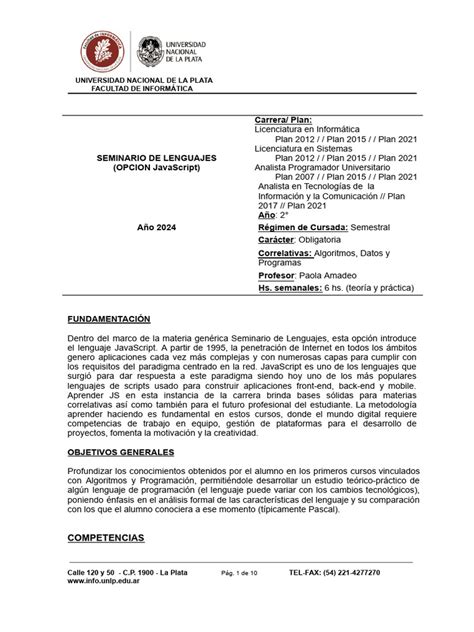 Seminario De Lenguajes Opcion Javascript 2024 Pdf Script Java Evaluación