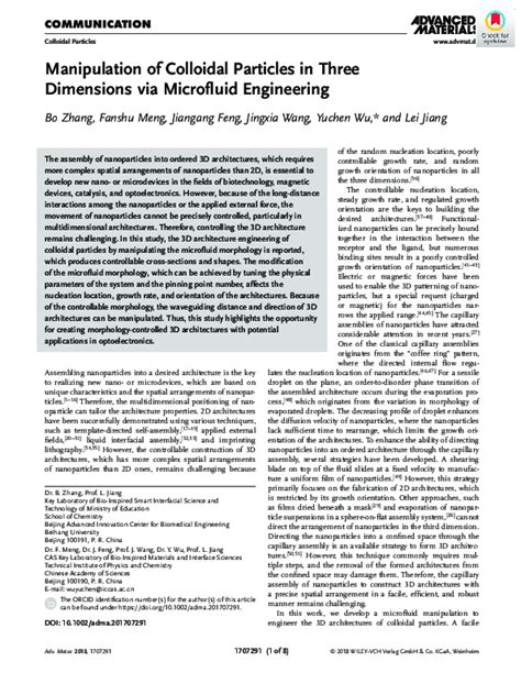 Pdf Manipulation Of Colloidal Particles In Three Dimensions Via Microfluid Engineering