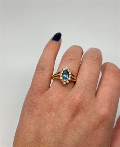 14k Yellow Gold London Blue Topaz And Diamond Ring Gem