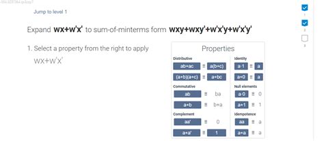 solved jump to level 1expand wx w x ﻿to sum of minterms