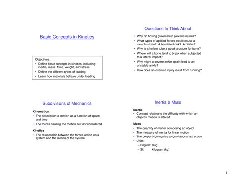 Basic Concepts In Kinetics Lecture Notes Exss 323 Docsity