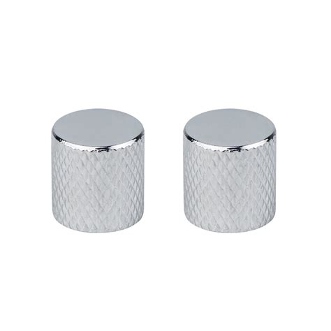 Fleor 2pcs Flat Top Metal Bass Guitar Control Knobs 6mm Potentiometer Knobs Chrome For Electric