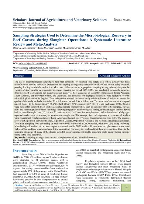 Pdf Sampling Strategies Used To Determine The Microbiological Recovery In Beef Carcass During