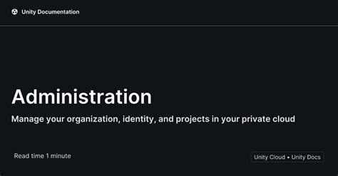 Administration • Unity Cloud • Unity Docs