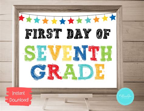 Seventh Grade Sign First Day Of 7th Grade Sign Start Etsy Uk