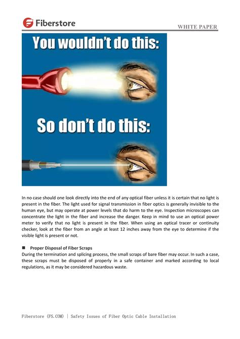 Safety Issues Of Fiber Optic Cable Installation Pdf Eye And Vision Conditions Diseases And