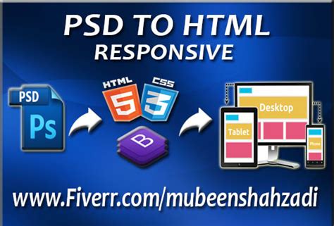 Convert Psd To Html With Responsive Web Design By Mubeenshahzadi Fiverr