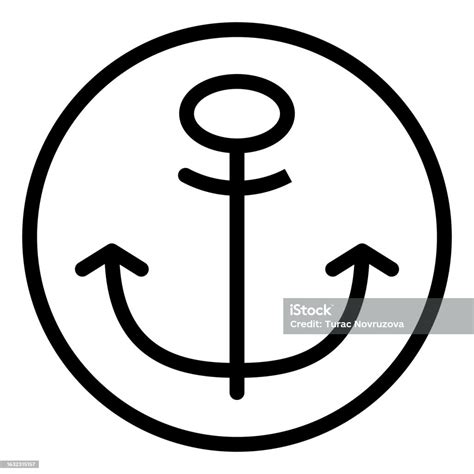 앵커 라인 아이콘입니다 강철 벡터 그림은 흰색으로 분리되어 있습니다 해양 개요 스타일 및 응용 프로그램을 위해 설계되었습니다 Eps 10 0명에 대한 스톡 벡터 아트 및
