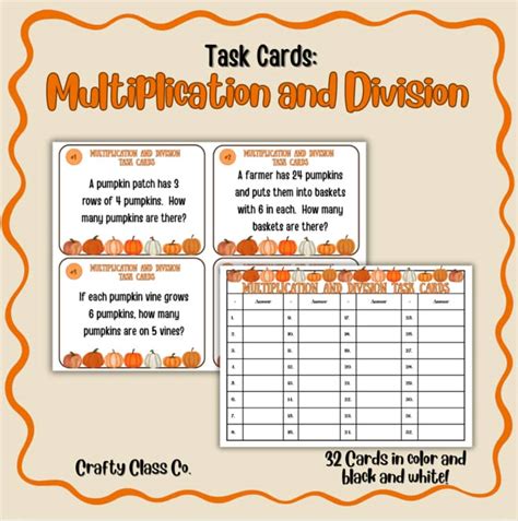 Fall Multiplication And Division Task Cards For Small Groups Tpt