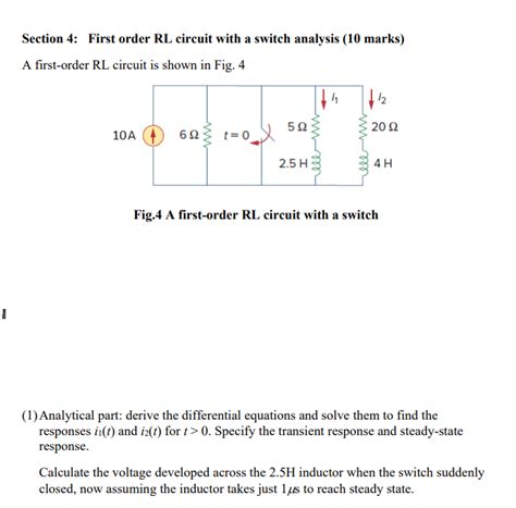 Solved Section 4 First Order RL Circuit With A Switch Chegg Com