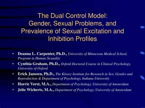 PPT The Dual Control Model Gender Sexual Problems And Prevalence Of Sexual Excitation And