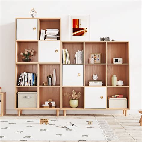 儿童书架绘本架落地实木书架儿童书架简约落地儿童房书柜虎窝淘
