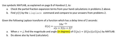 Solved Use Symbolic Matlab As Explained On Page 8 Of