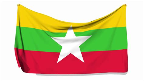 Myanmar Flag Waving And Pinned On Wall 3d Rendering Chroma Key Luma Matte Selection 16913025