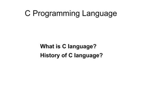 History Of C Ppt Programming Languages Computing