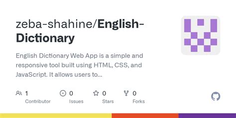 Github Zeba Shahineenglish Dictionary English Dictionary Web App Is