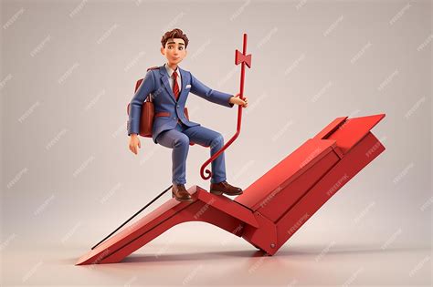 Premium Photo 3d Man On Red Arrow 3d Illustration