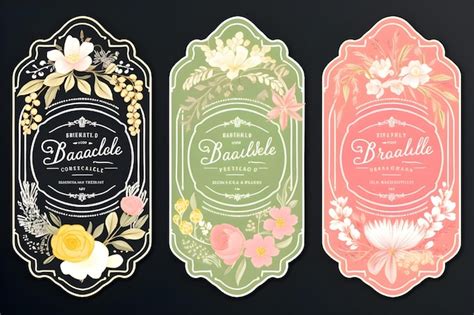 Premium Photo Three Different Labels Of Different Colors Are Displayed