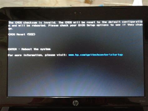 Im Getting Cmos Reset 502 Error Code When Restarts My Lapt Hp Support Community 5424607